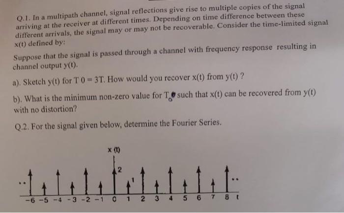 Solved Q.1. In a multipath channel, signal reflections give | Chegg.com