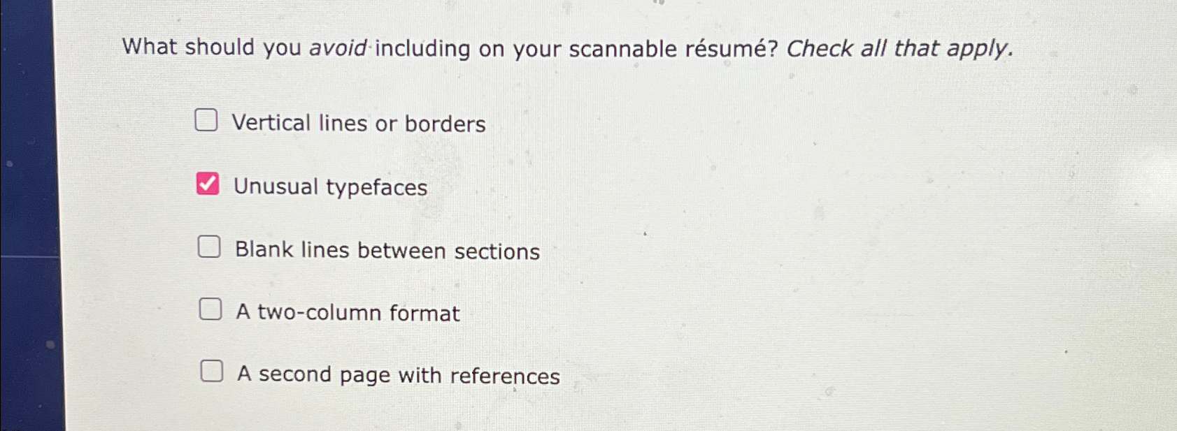 Solved What should you avoid including on your scannable | Chegg.com