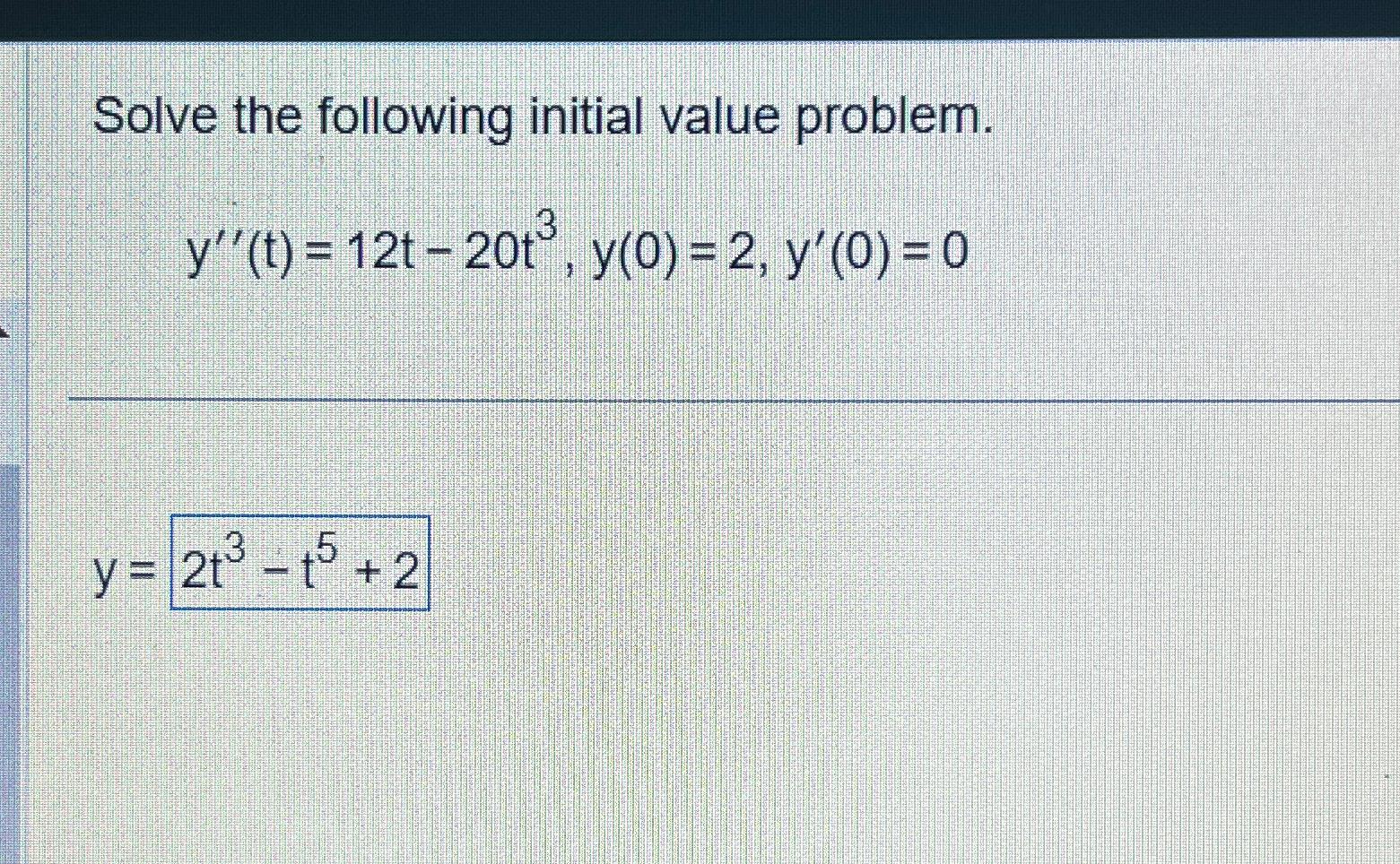 Solved Solve the following initial value | Chegg.com