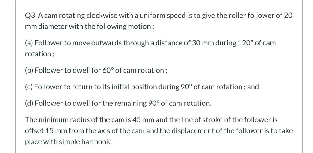 Solved Q3 A cam rotating clockwise with a uniform speed is | Chegg.com
