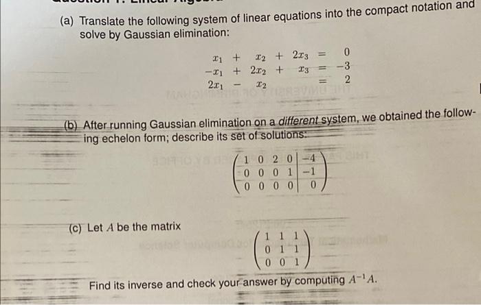 Solved (a) Translate the following system of linear | Chegg.com