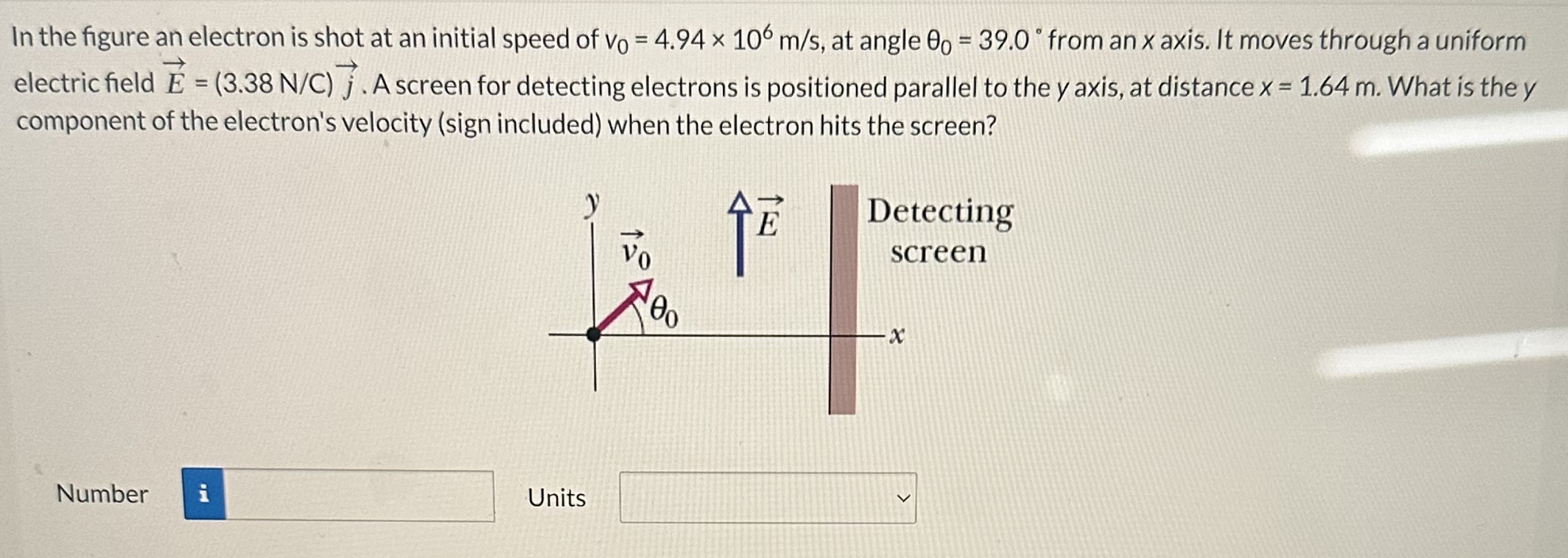 Solved In the figure an electron is shot at an initial speed | Chegg.com