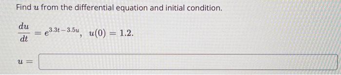 Solved Find u from the differential equation and initial | Chegg.com