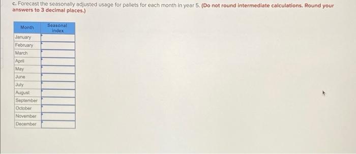 Solved Problem 12-12 (Algo) Monthly usage data for pallets | Chegg.com