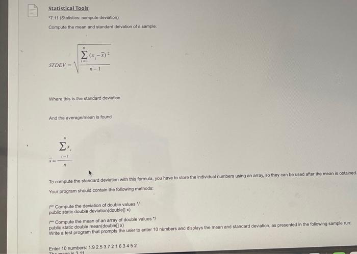 Solved Statistical Tools "7.11 (Statistics: cempule | Chegg.com