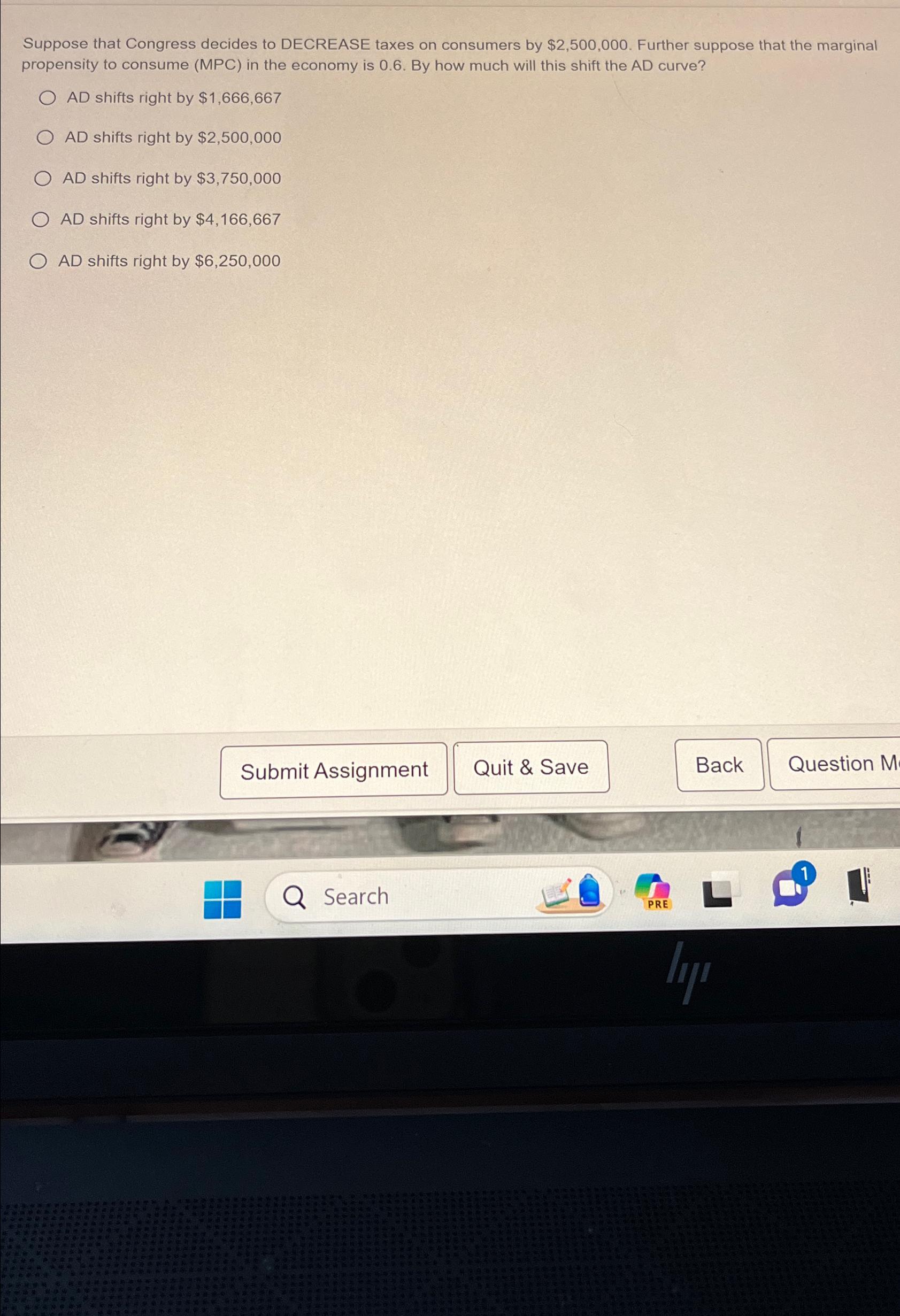 Solved Suppose that Congress decides to DECREASE taxes on | Chegg.com
