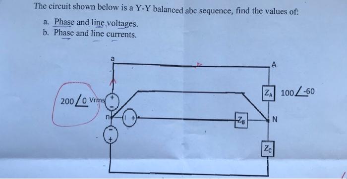 Solved The circuit shown below is a Y-Y balanced abc | Chegg.com