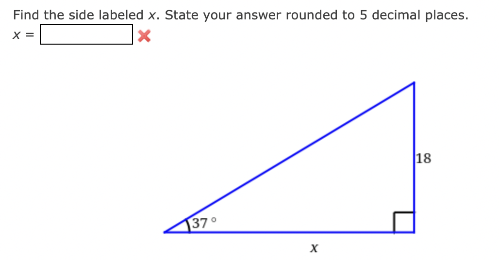Solved Find the side labeled x. ﻿State your answer rounded | Chegg.com
