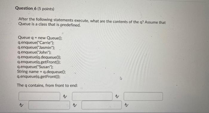 Solved After the following statements execute, what are the | Chegg.com