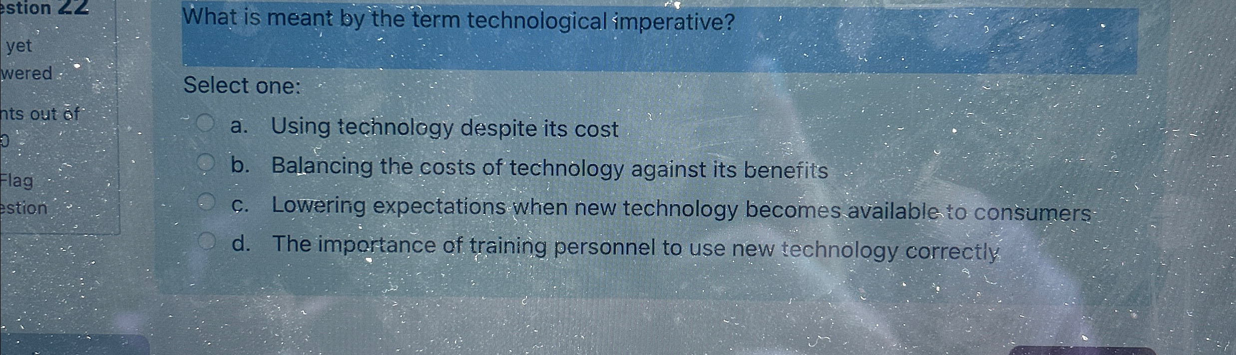 Solved What is meant by the term technological | Chegg.com