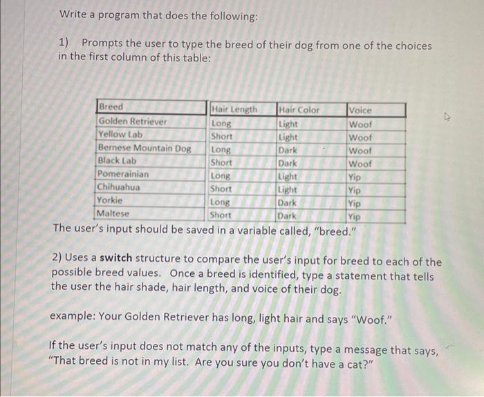 Solved Write a program that does the following: 1) Prompts | Chegg.com