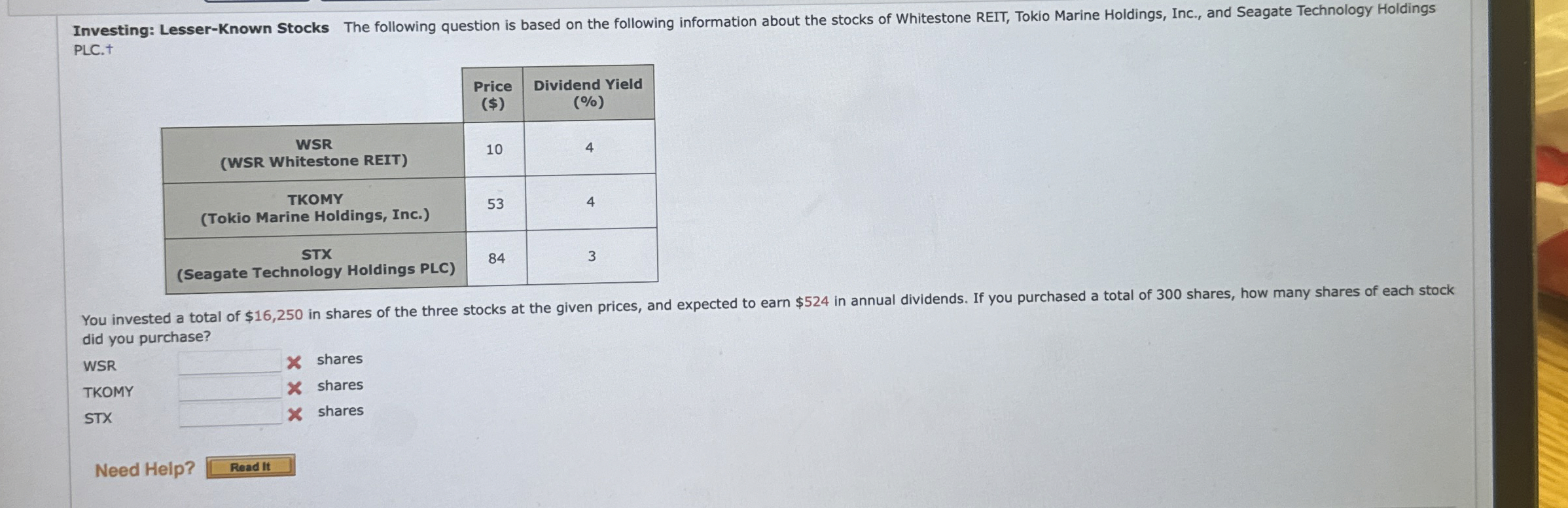Solved PLC. +\table[[,\table[[Price],[($)]],\table[[Dividend | Chegg.com