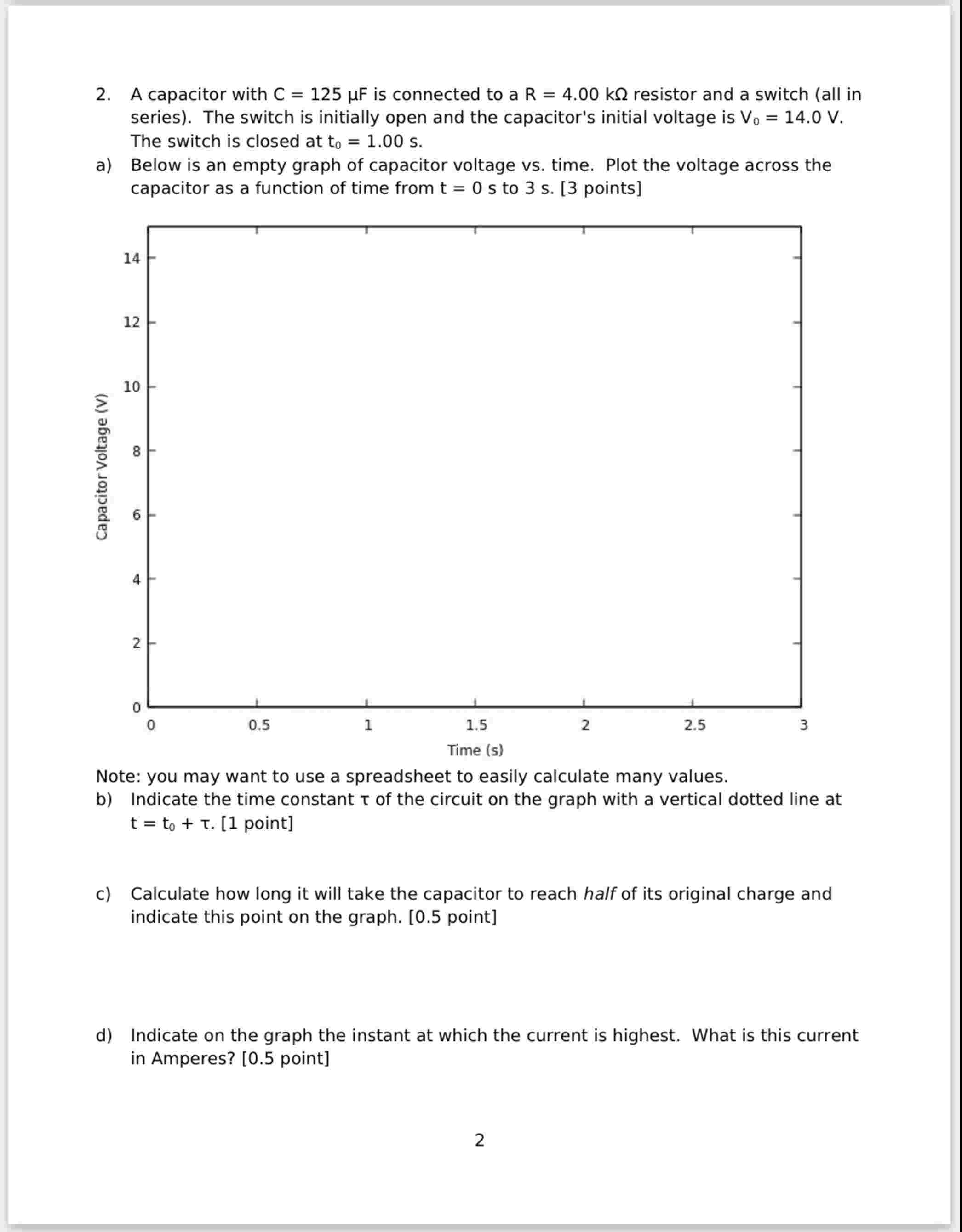 Solved A capacitor with C=125μF is ﻿connected | Chegg.com