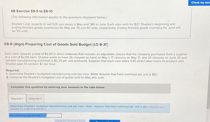 Solved SB Exercise E8-5 to E8-10 [The following information | Chegg.com