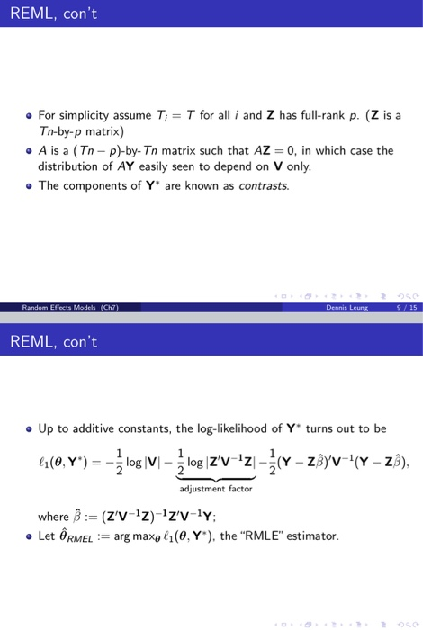 Solved RMLE (usually pronounced REML), Patterson and | Chegg.com