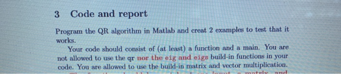 3 Code And Report Program The Qr Algorithm In Matlab 5103