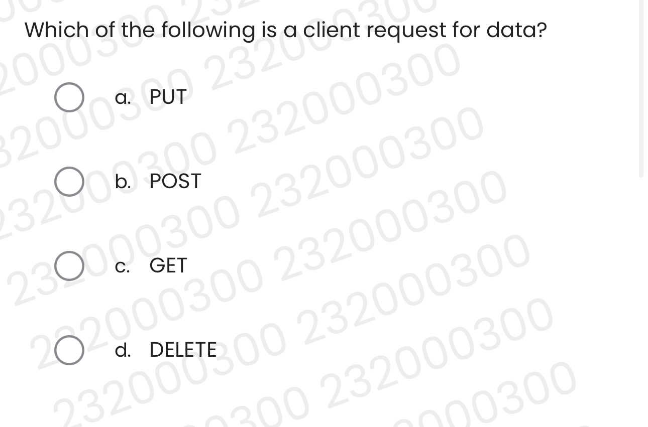Solved Which of the following is a client request tor | Chegg.com