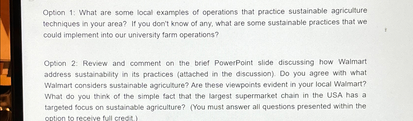 Solved Option 1: What are some local examples of operations | Chegg.com