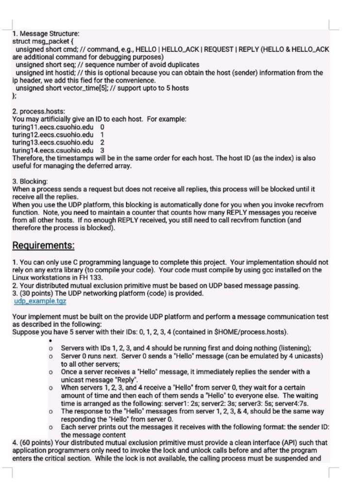 Solved 1. Message Structure: struct msg_packet \{ unsigned | Chegg.com