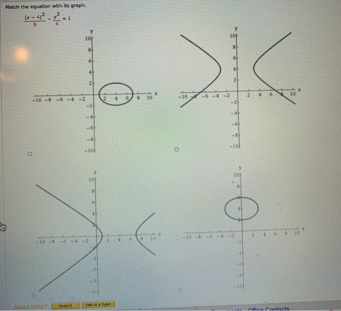 Solved Match The Equation With Its Graph x 5 2 y 42 Chegg
