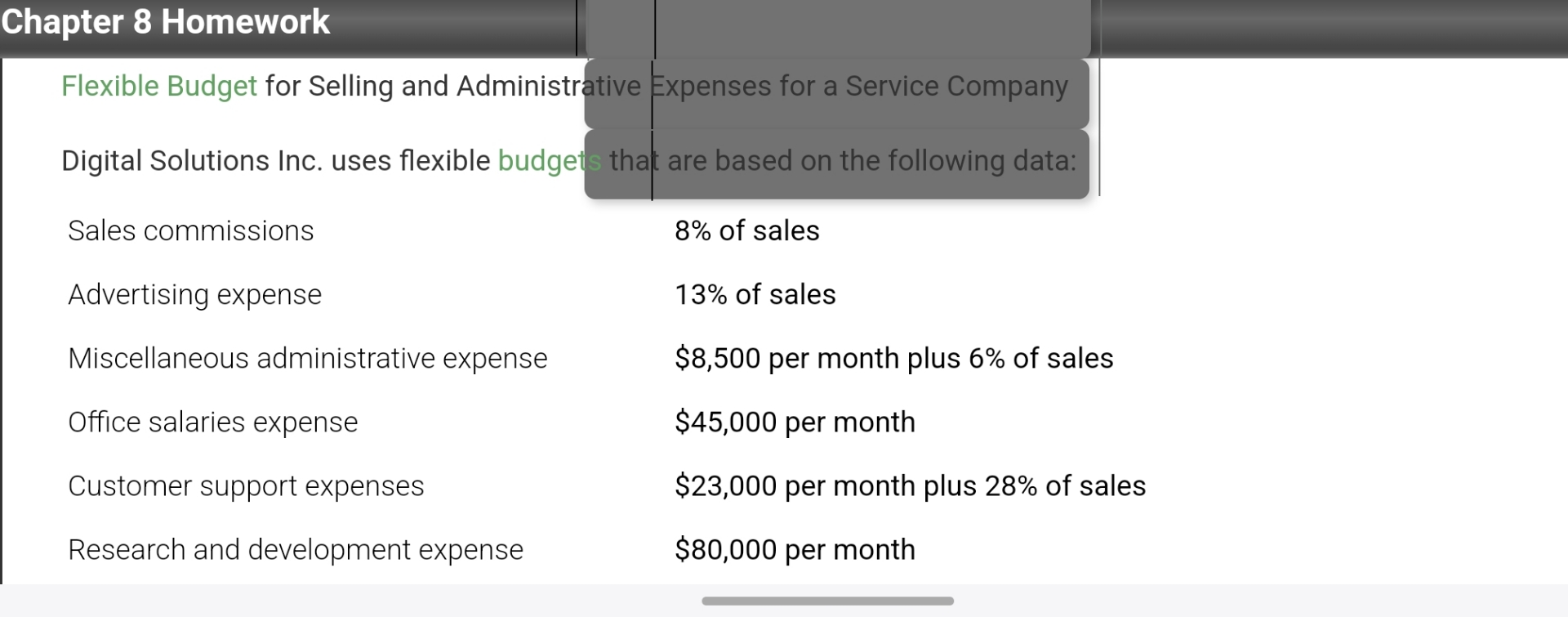 Chapter 8 ﻿HomeworkFlexible Budget for Selling and | Chegg.com