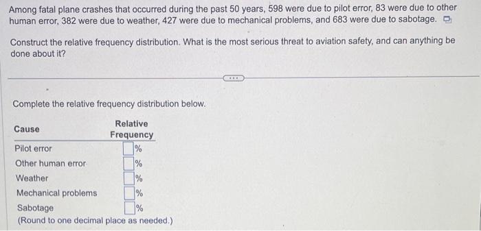 Solved Among fatal plane crashes that occurred during the | Chegg.com