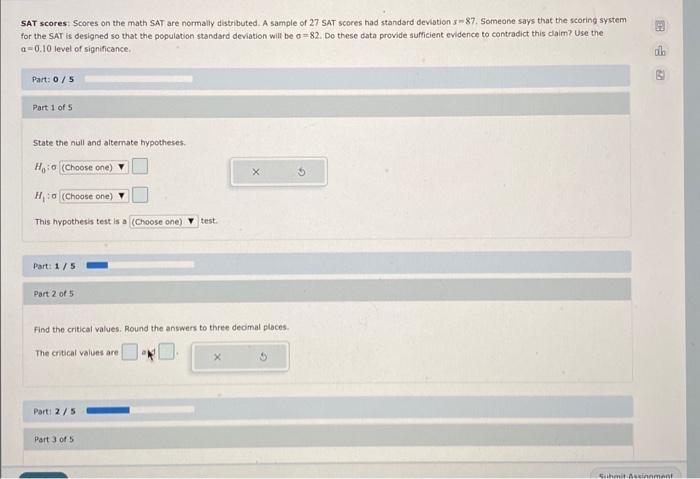 Solved SAT scores: Scores on the math SAT are normally | Chegg.com