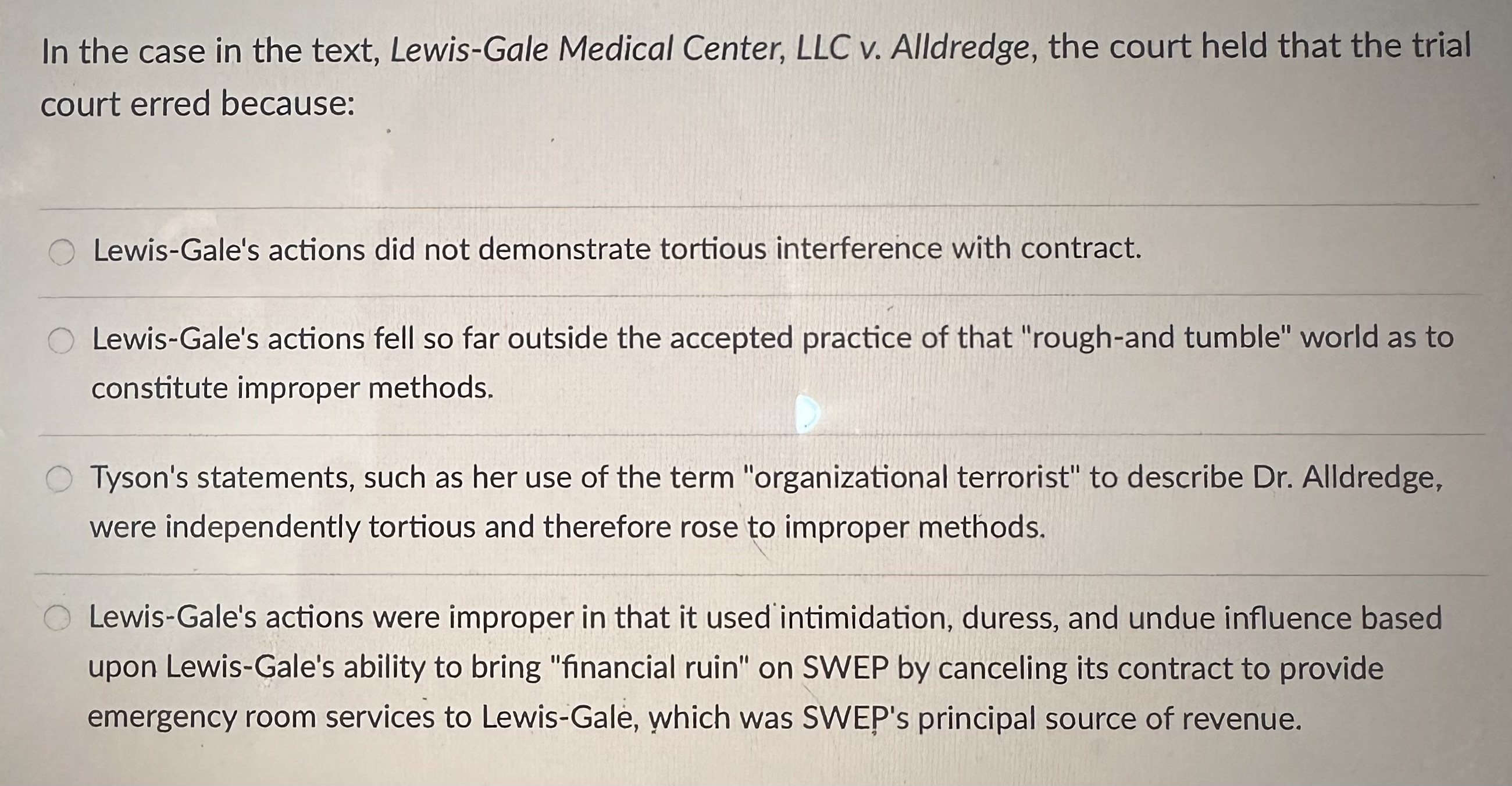Solved In the case in the text, Lewis-Gale Medical Center, | Chegg.com