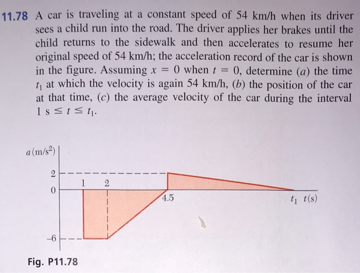 Solved 11.78 A car is traveling at a constant speed of 54 | Chegg.com