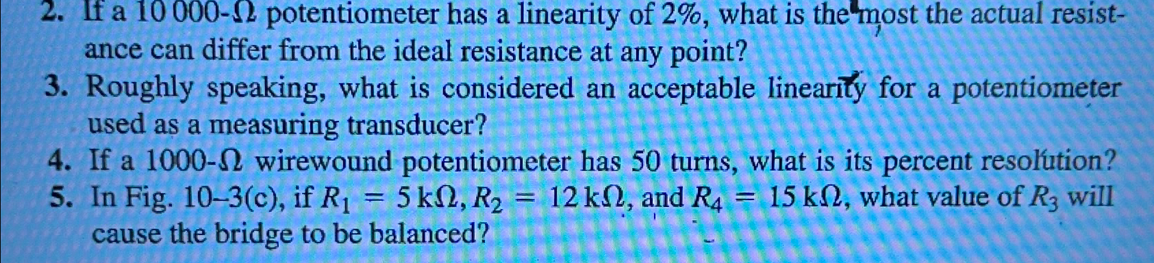 Solved If a 10000-Ω ﻿potentiometer has a linearity of 2%, | Chegg.com