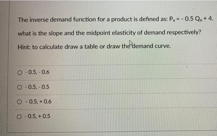 Solved The inverse demand function for a product is defined | Chegg.com