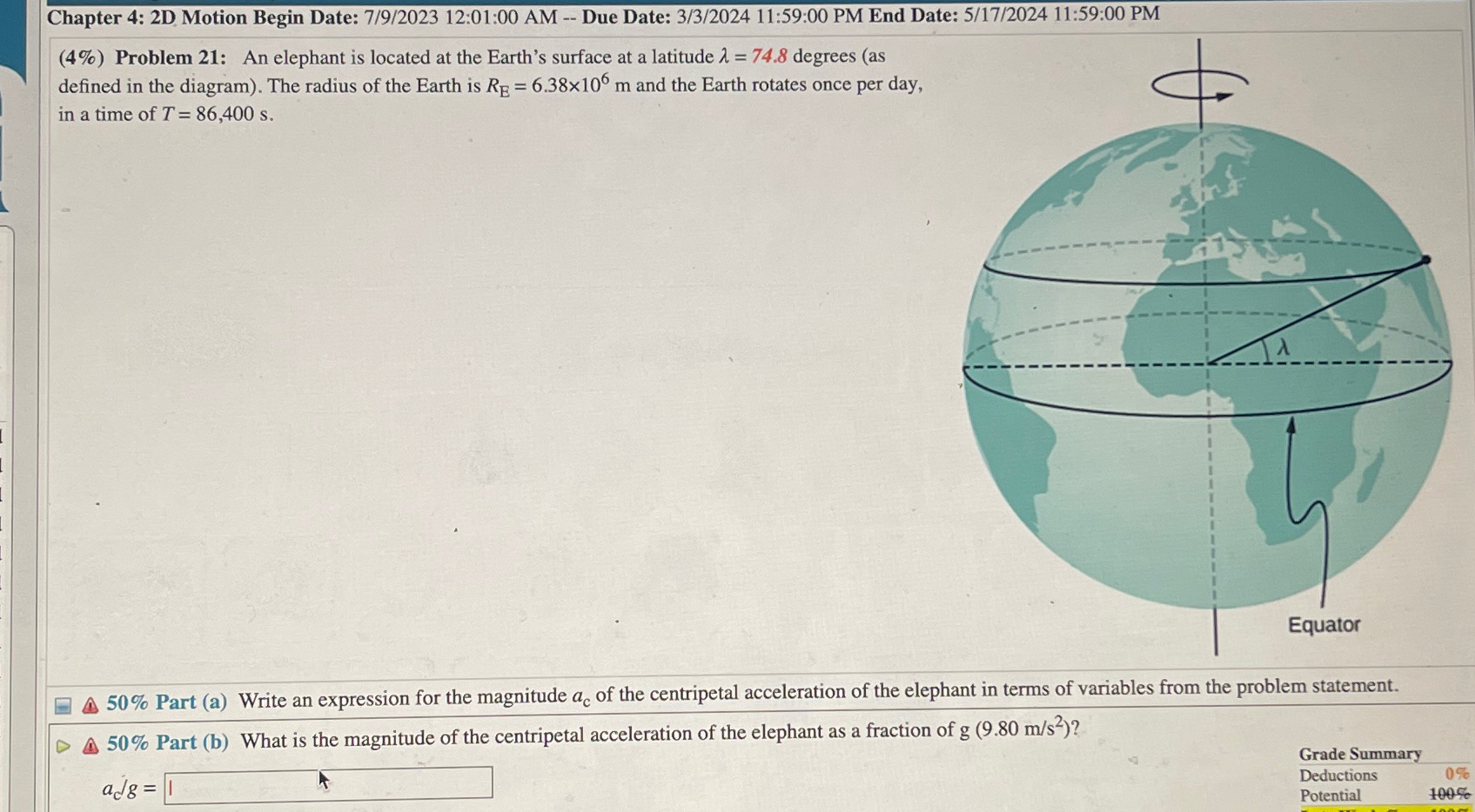 Solved Chapter 4: 2D Motion Begin Date: 7/9/2023 12:01:00 | Chegg.com