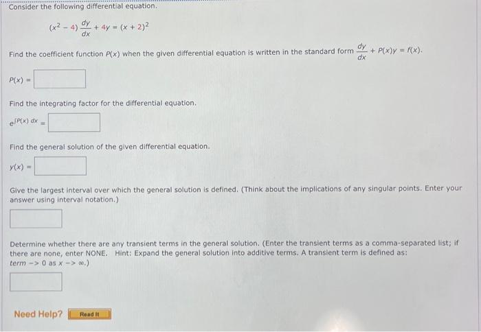 [Solved]: Consider the following differential equation. (x2
