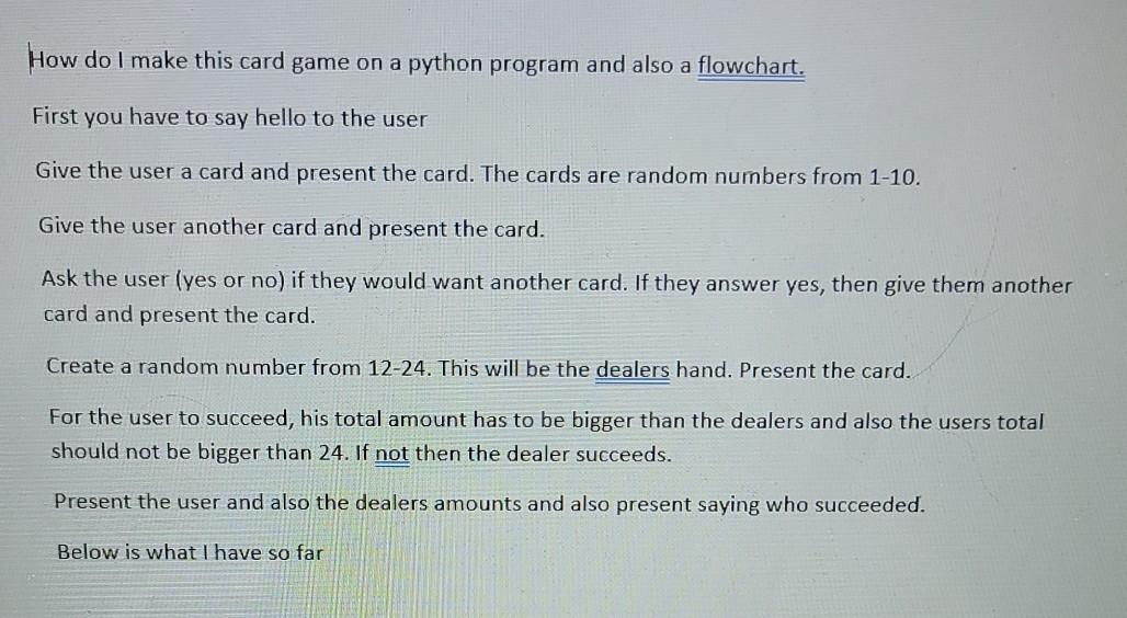 Solved How do I make this card game on a python program and | Chegg.com
