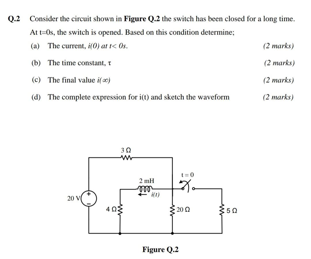 Solved Q.2 Consider the circuit shown in Figure Q.2 the | Chegg.com