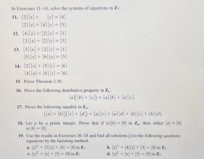 Solved In Exercises 11-14, solve the systems of equations in | Chegg.com