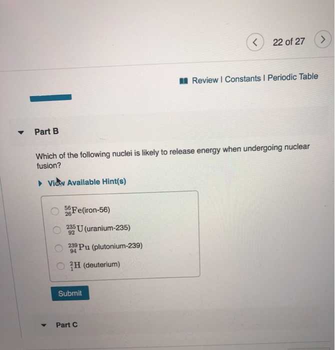 Solved (C) 22 of 27 M Review | Constants 1 Periodic Table | Chegg.com
