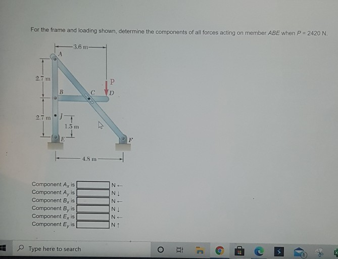 Solved For the frame and loading shown, determine the | Chegg.com