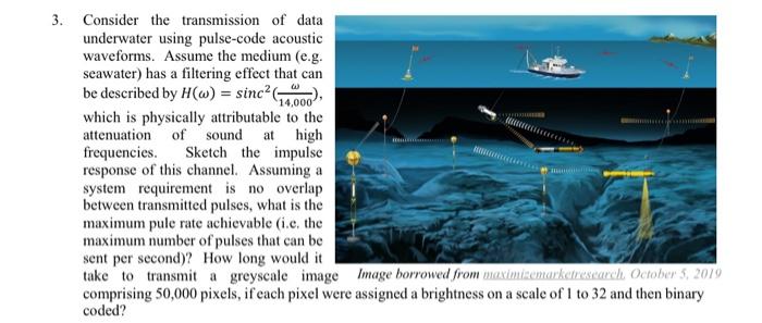 Solved Consider the transmission of data underwater using | Chegg.com