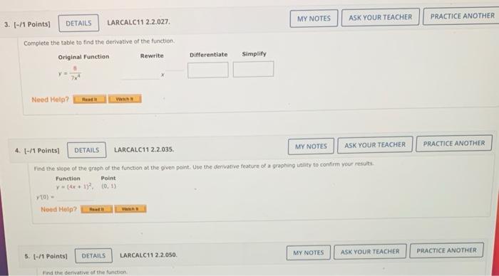 Solved MY NOTES ASK YOUR TEACHER PRACTICE ANOTHER 3. (-/1 | Chegg.com