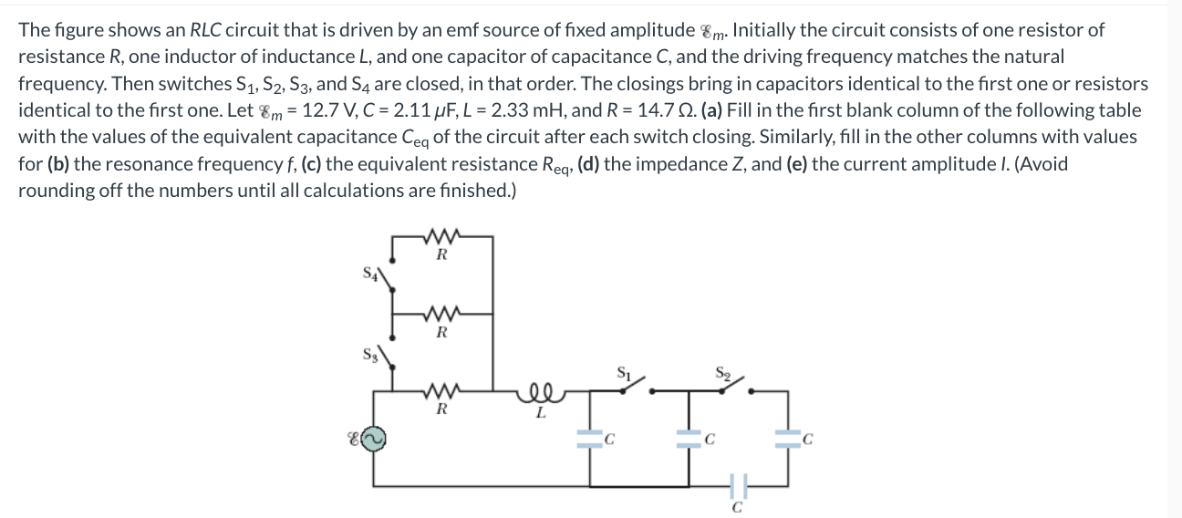 Solved The figure shows an RLC ﻿circuit that is ﻿driven | Chegg.com