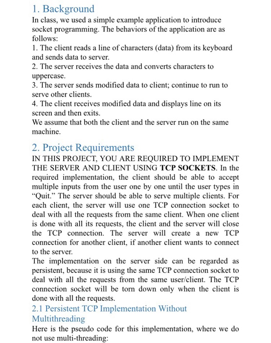 Solved 1. Background In class, we used a simple example | Chegg.com
