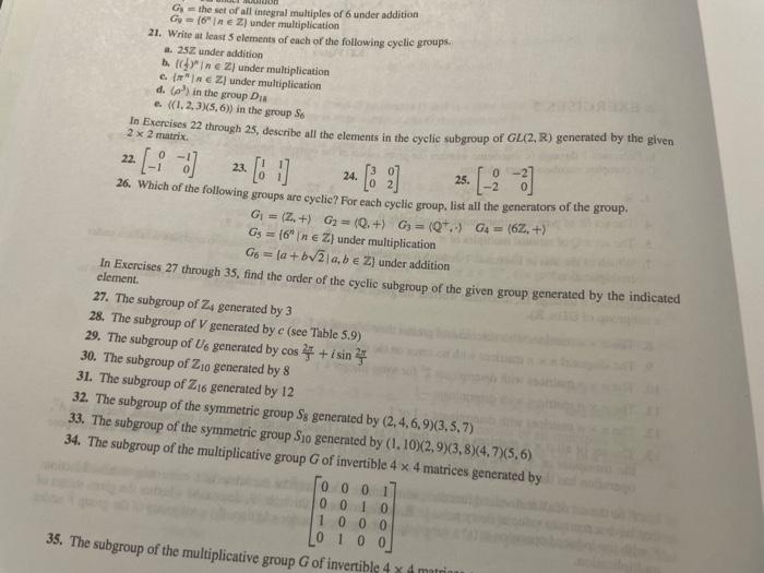 Solved 21. Write at least 5 elements of each of the | Chegg.com