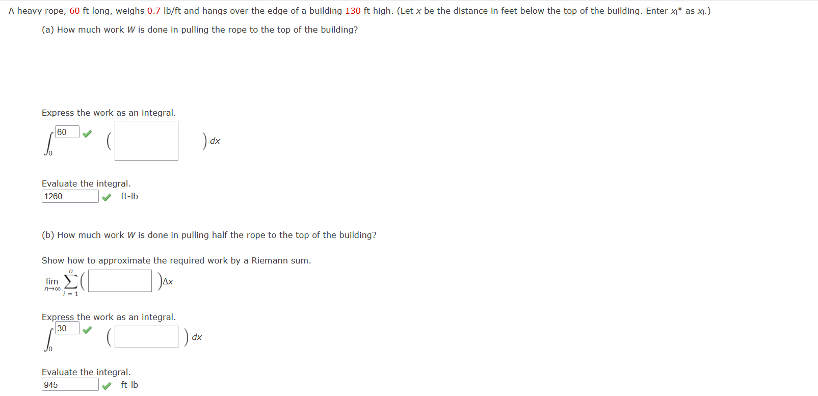 Solved A ﻿how Much Work W ﻿is Done In Pulling The Rope To