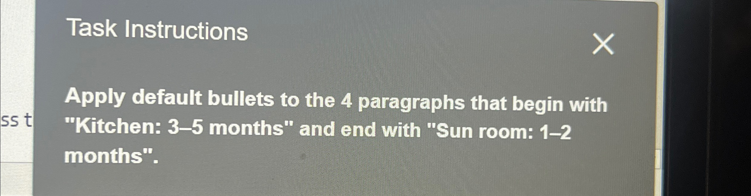 Solved Task InstructionsApply default bullets to the 4 | Chegg.com