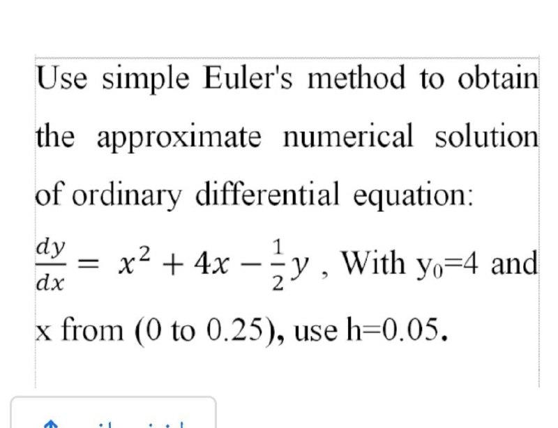 Solved Use simple Euler's method to obtain the approximate | Chegg.com