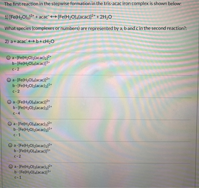 Solved The equation showing acetylacetone, acach, reacting | Chegg.com