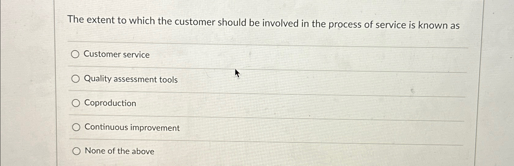 Solved The extent to which the customer should be involved | Chegg.com