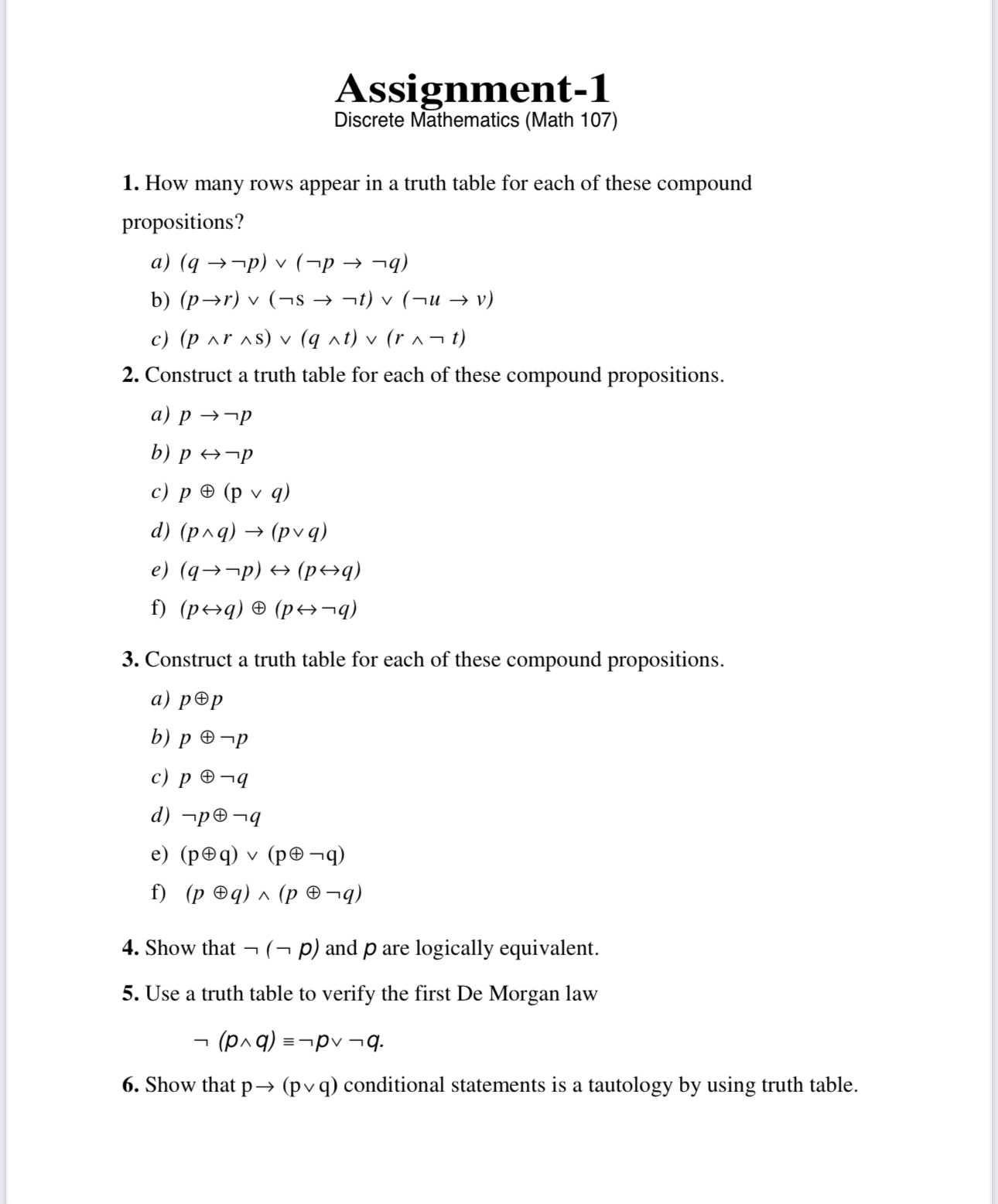 Solved Assignment-1Discrete Mathematics (Math 107)How many | Chegg.com