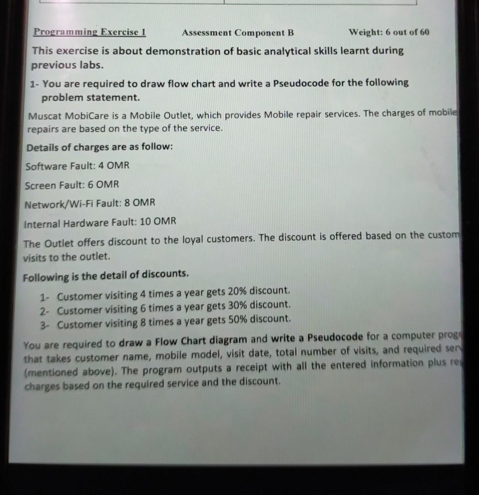 Solved Programming Exercise 1 Assessment Component B Weight: | Chegg.com Solved Programming Exercise 1 Assessment Component B Weight: | Chegg.com